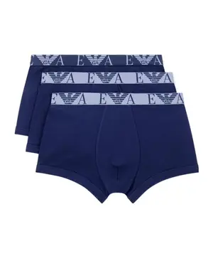 Emporio Armani 3-pack Logo Trunks - Blue