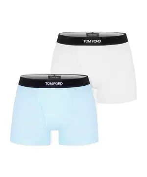TOM FORD Plain Cotton Boxer Briefs, 2-pack - Blue