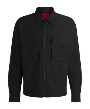 Hugo Boss Zip-up Utility-style Shirt Casual Jacket - Black
