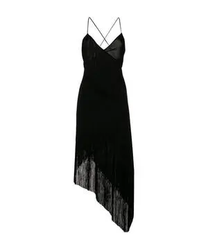 Givenchy Cascading Fringe Slip Dress - Black