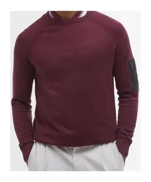 Barbour Crew Neck Sweater With Zip Pocket Detail
