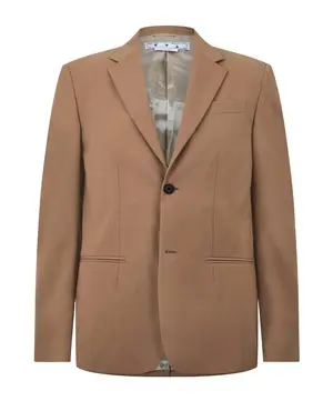 Off-White Single-breasted Drill Relaxed Blazer - Brown