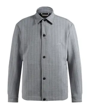 Hugo Boss Light Grey Fine Striped Shirt-style Casual Jacket - Gray