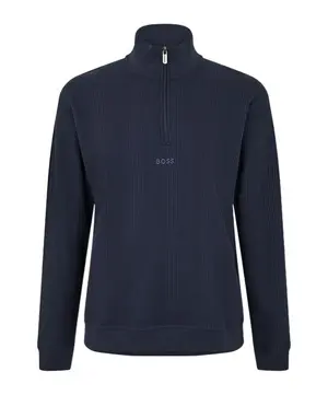 Hugo Boss Structure 1/4 Zip Fleece Top - Black