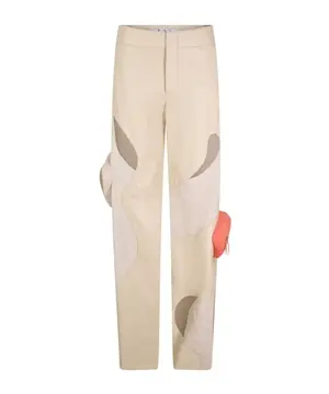 Off-White Candle Edge Straight Leg Trousers - Nude