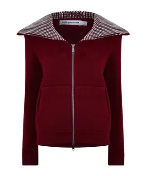 SELF-PORTRAIT Diamante Knitted Jumper - Red