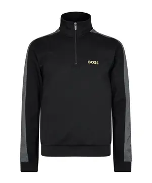 Hugo Boss Stand Collar Long-sleeve Coat - Black