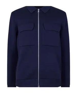 Hugo Boss Navy Knitted Lapel Casual Jacket - Black