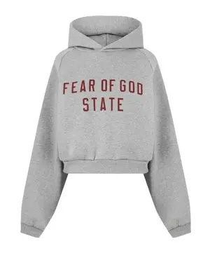 Fear Of God Logo Cropped Hoodie