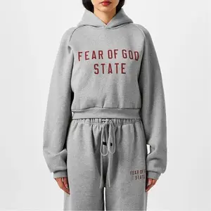 Fear Of God Logo Cropped Hoodie