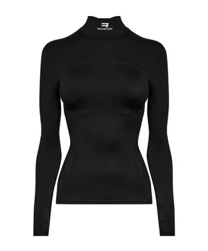 Balenciaga Slim Fit High Neck Long Sleeve T-shirt