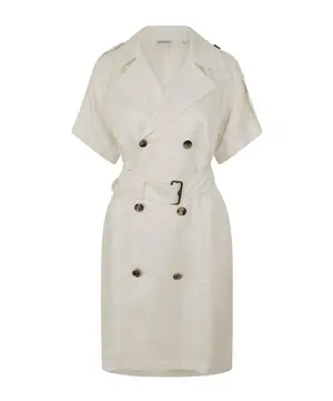 Burberry Short Sleeve Belted Shirt Dress - White