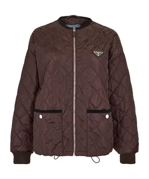 Prada Quilted Cropped Jacket - Brown