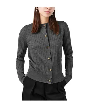 Bottega Veneta Ribbed Wool Cardigan With Golden Buttons