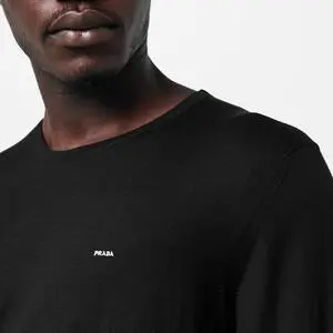 Prada Crew Neck Long Sleeve Knit Sweater - Black