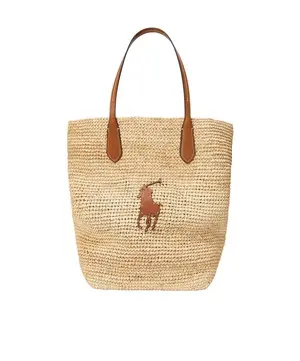 Polo Ralph Lauren Raffia Tote Bag With Leather Trim