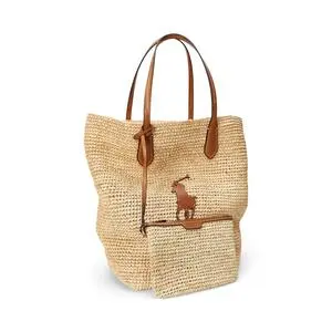 Polo Ralph Lauren Raffia Tote Bag With Leather Trim
