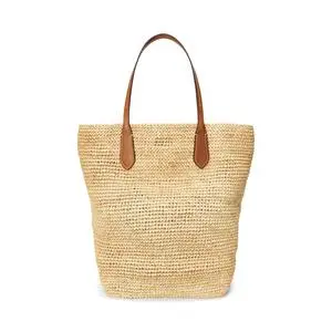Polo Ralph Lauren Raffia Tote Bag With Leather Trim