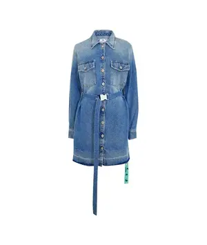 Off-White Logo Denim Dress - Blue