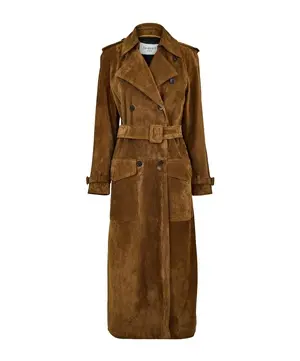 Saint Laurent Suede Coat - Brown