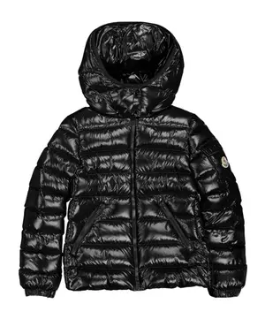 Moncler Logo Patch Hooded Down Jacket - Black