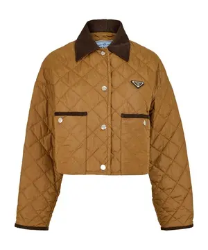Prada Quilted Cropped Jacket - Brown