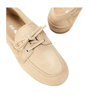 Miu Miu Suede Boat Shoes - Nude