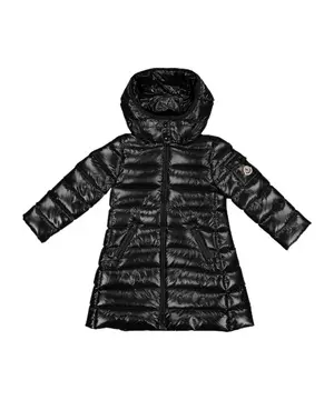 Moncler Logo Long Down Jacket - Black