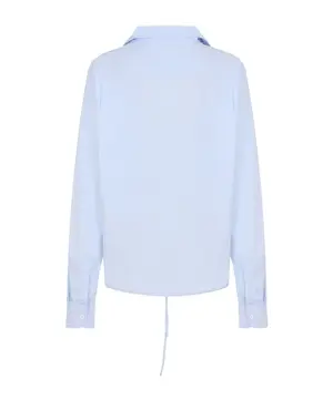 Prada Light Cotton Shirt With Lace-up Detail - Blue