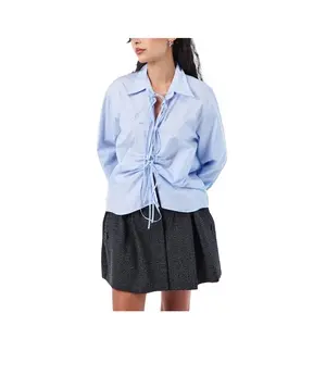 Prada Light Cotton Shirt With Lace-up Detail - Blue