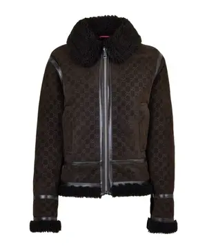Gucci Logo Zip Leather Jacket