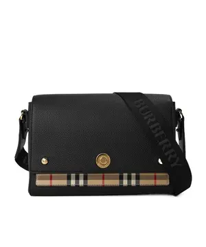 Burberry Check Cotton Top Handle Note Bag - Black