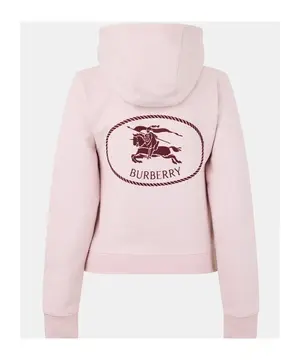 Burberry Zip-up Hooded Sweatshirt With Printed Design - Pink