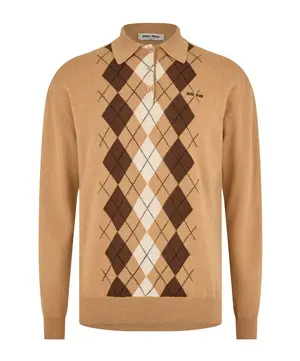 Miu Miu Knitted Polo Sweater With Argyle Pattern