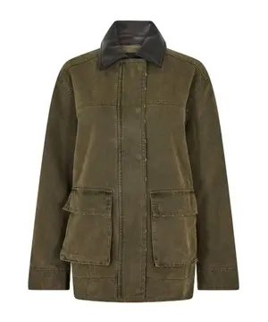 ANINE BING Lapel Long Sleeve Casual Jacket - Army Green