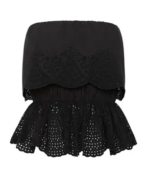 Posse Off-the-shoulder Eyelet Peplum Top