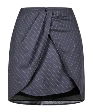 Off-White Striped Midi Skirt - Black