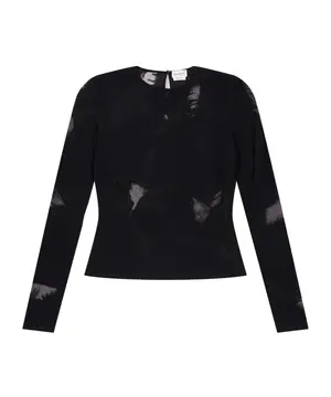 Alexander McQueen Ink Print Long-sleeve Cropped Top
