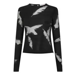 Alexander McQueen Ink Print Long-sleeve Cropped Top