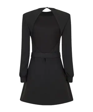 Saint Laurent Mini Dress With Embellished Belt And Open Back Detail