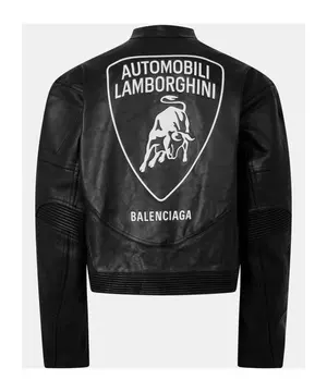 Balenciaga Logo Leather Biker Jacket