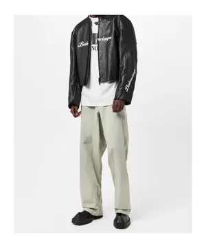 Balenciaga Logo Leather Biker Jacket