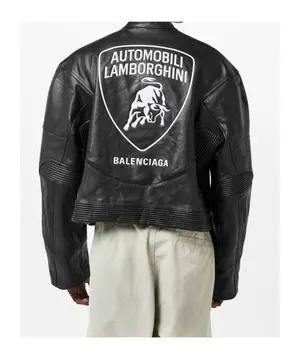 Balenciaga Logo Leather Biker Jacket