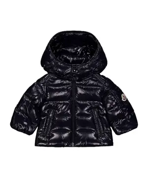 Moncler Logo Patch Hooded Down Jacket - Black