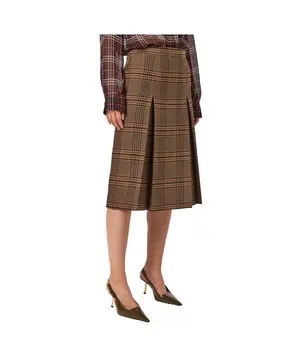 Saint Laurent Plaid Midi Skirt