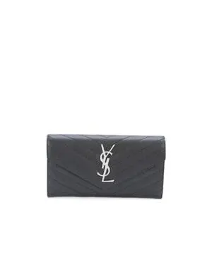 Saint Laurent Large Monogram Flap Wallet - Gray