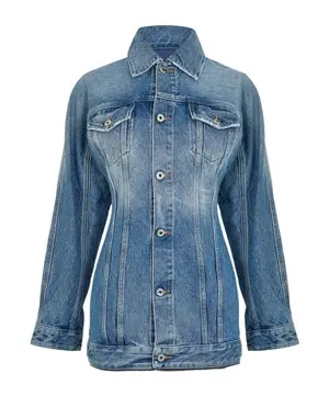 Off-White Denim Zip-up Mini Dress - Blue