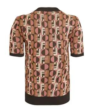 Fendi Monogrammed Short Sleeve Knit Top