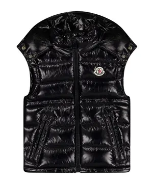 Moncler Quilted Zip Vest With Logo Patch - Black