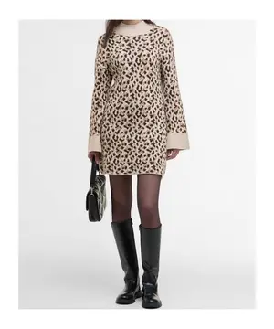 Barbour International Juliana Leopard Print Wool-blend Knit Mini Dress